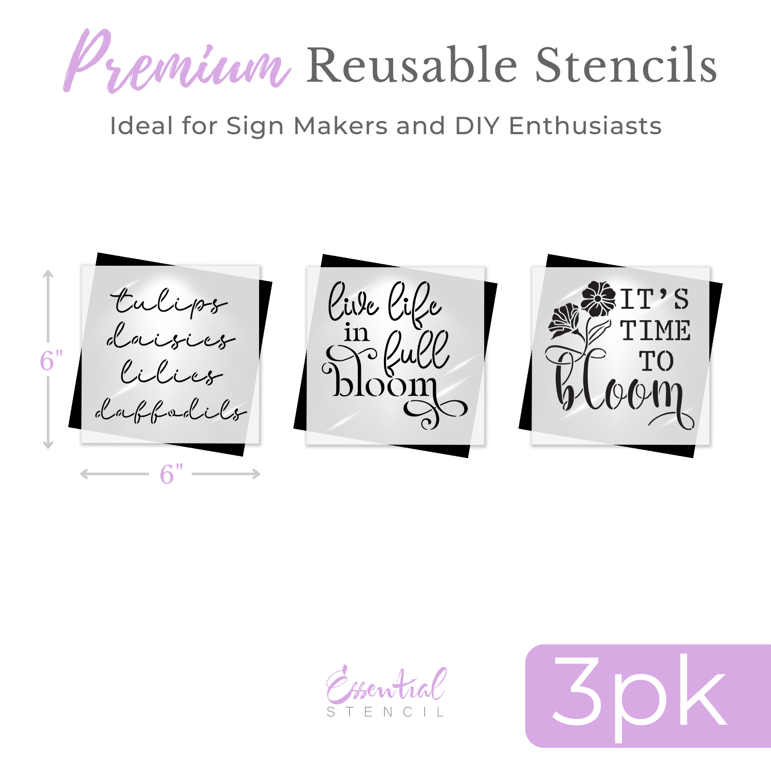 Reusable It's Time To Bloom Mini Stencils (3 Pack) | Spring Collection ...