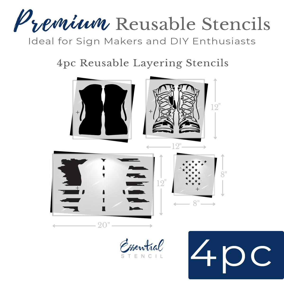 USA Flag and Boots Layered Stencil - Essential Stencil