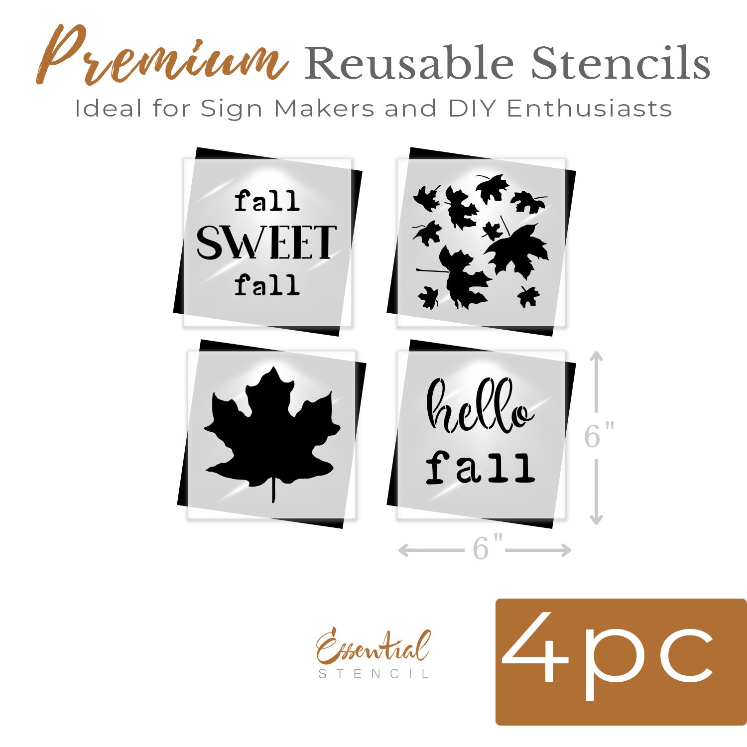 Maple Autumn Greetings Mini Stencil 4pk - Essential Stencil