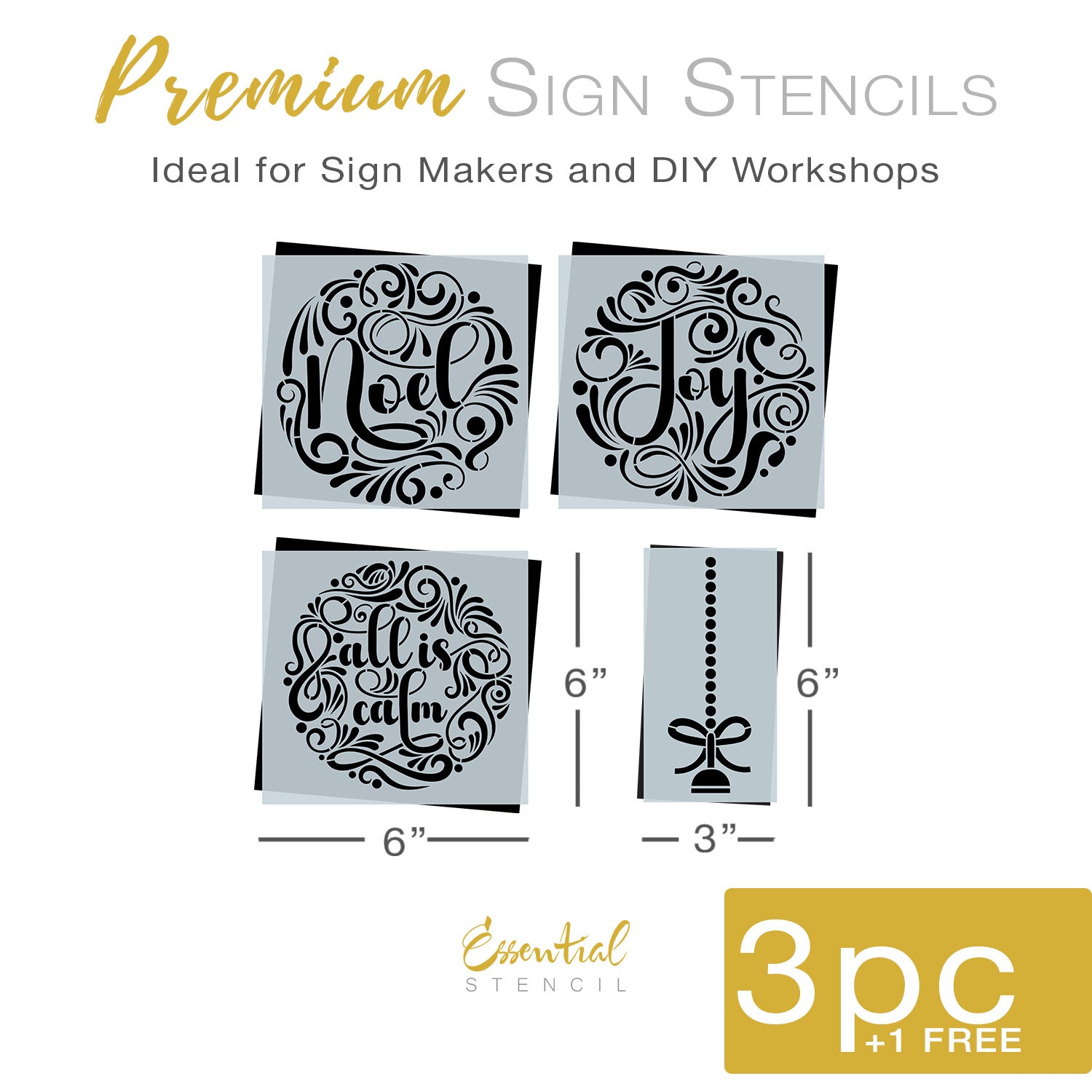 Reusable Ornate Ornaments Mini Stencils (3 pack) - Essential Stencil