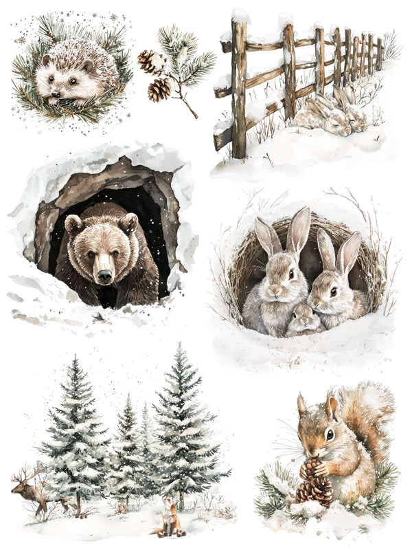Winter Pines & Critters Rub-on Transfers - Essential Stencil