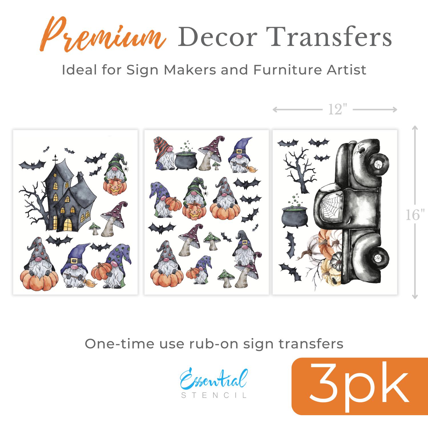 Halloween Gnomes and Truck Rub-on Transfer - Essential Stencil