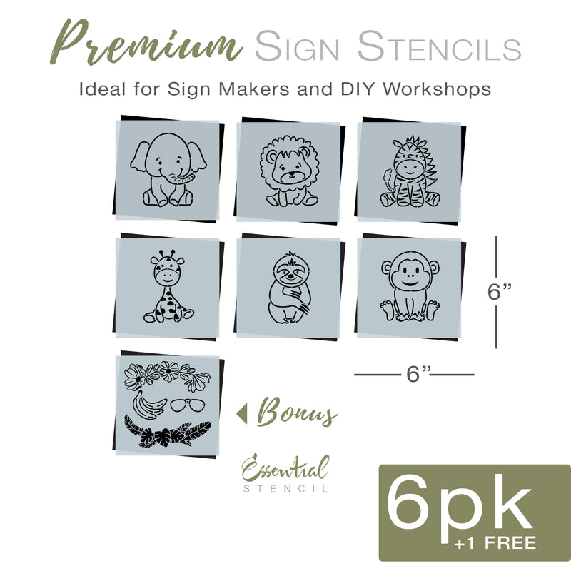 Reusable Mini Stencils | Nursery Safari Animals (6pk) | Summer ...