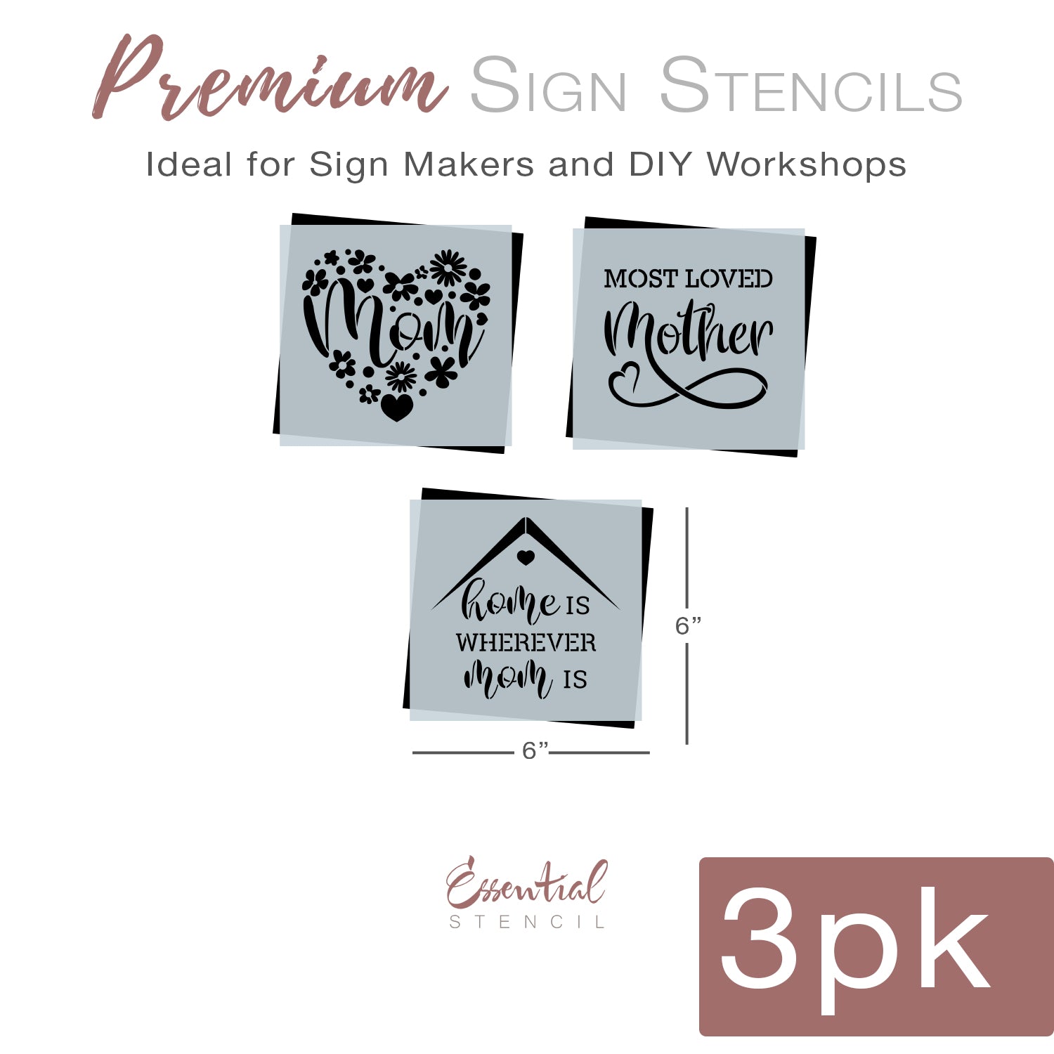 Mom Mini Sign Stencils (3 Pack) - Essential Stencil