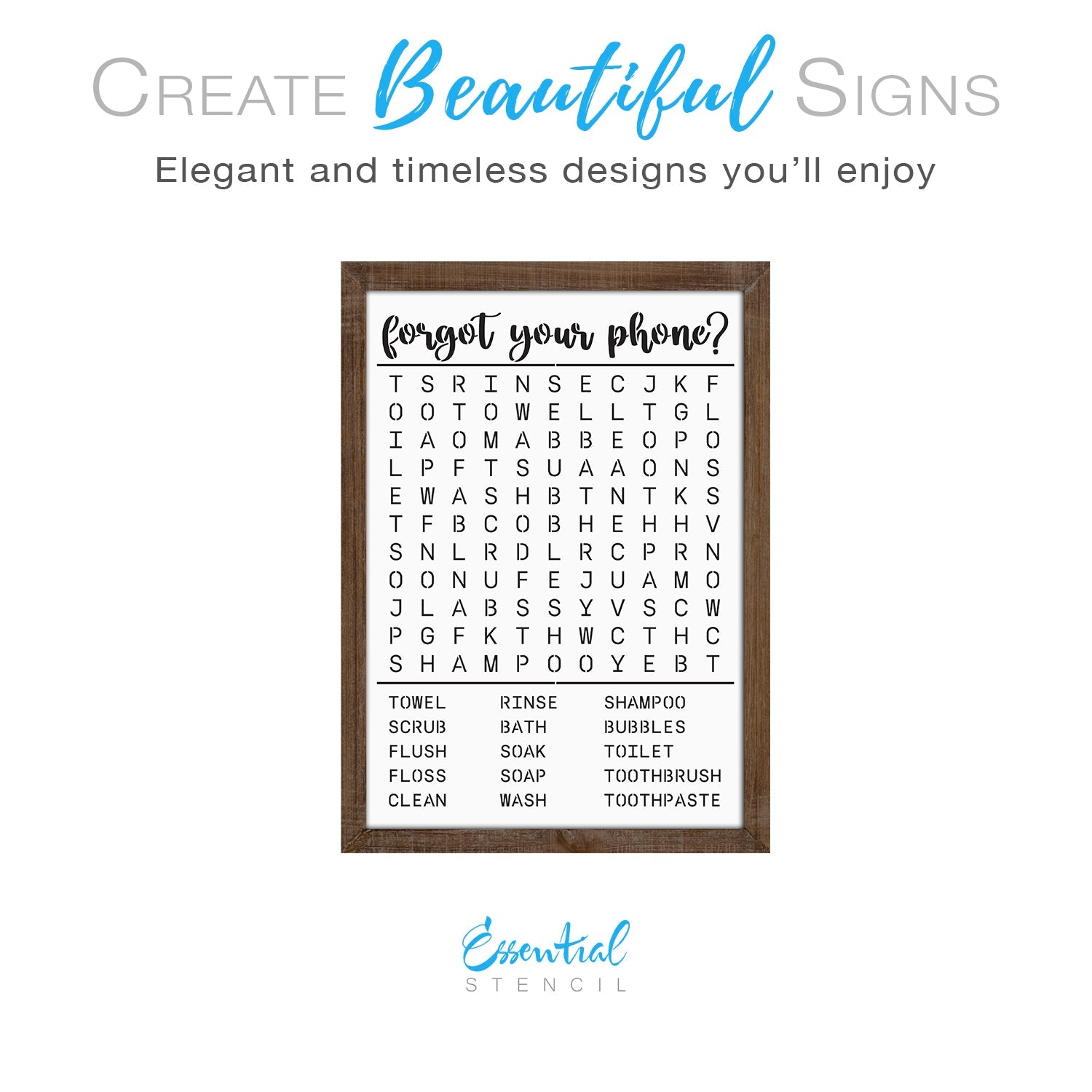 Reusable Bathroom Word Search Stencil Set (1 Pack) - Essential Stencil
