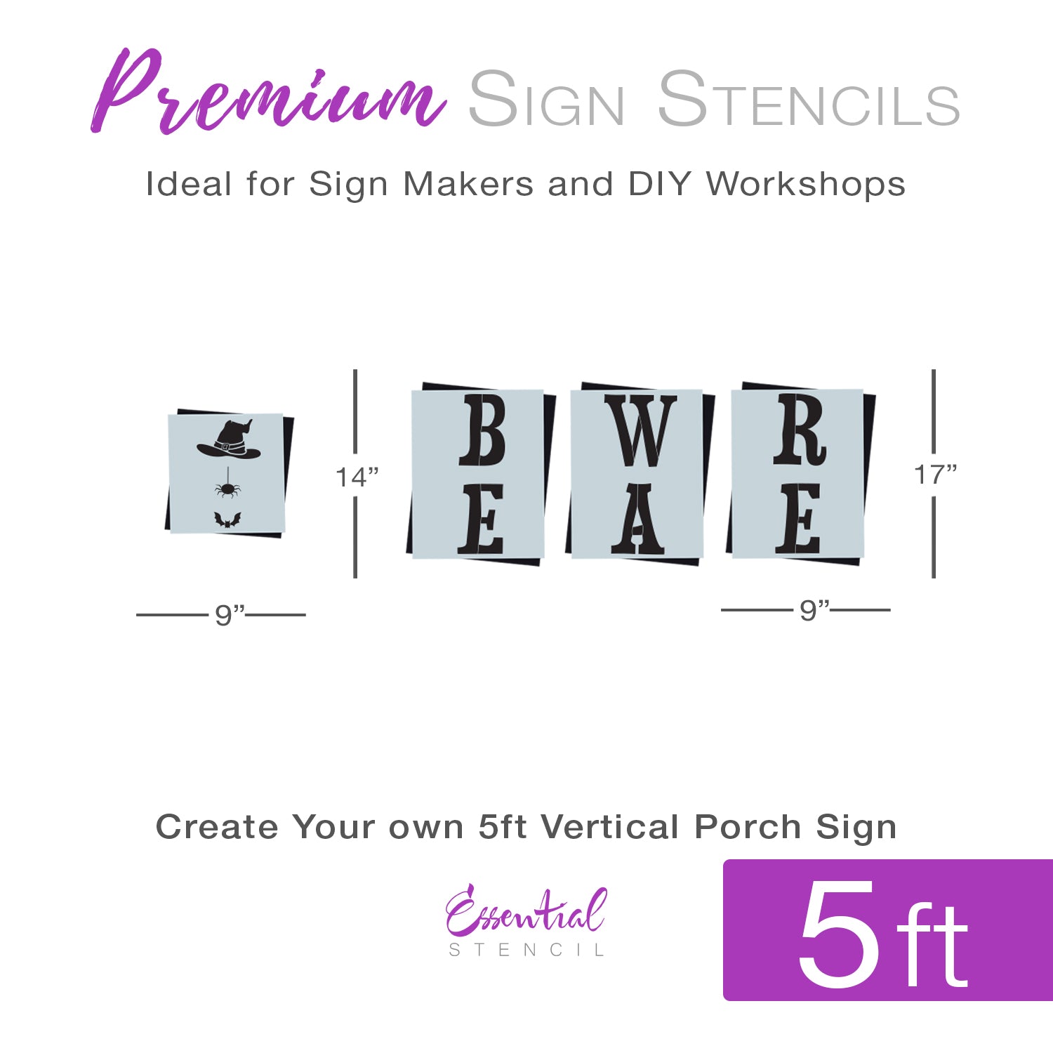 Beware | 5ft Vertical Halloween Stencil - Essential Stencil