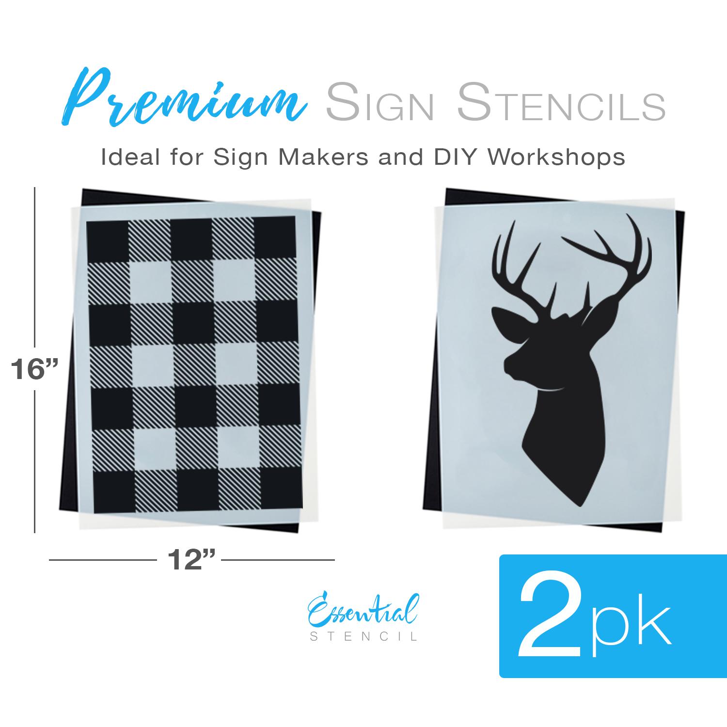 Buffalo Check Stencil & Deer Head Silhouette Stencil (2 Pack ...