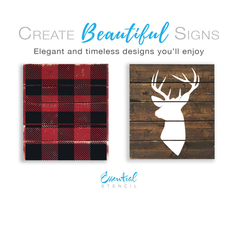 Buffalo Check Stencil & Deer Head Silhouette Stencil (2 Pack ...