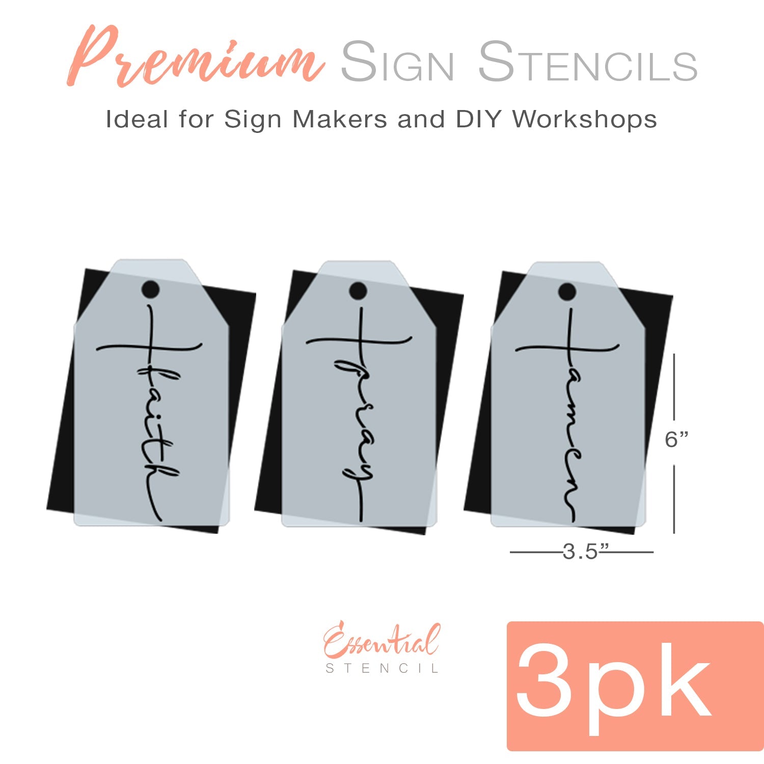 Faith Mini Tag Stencil Set (3 Pack) - Essential Stencil