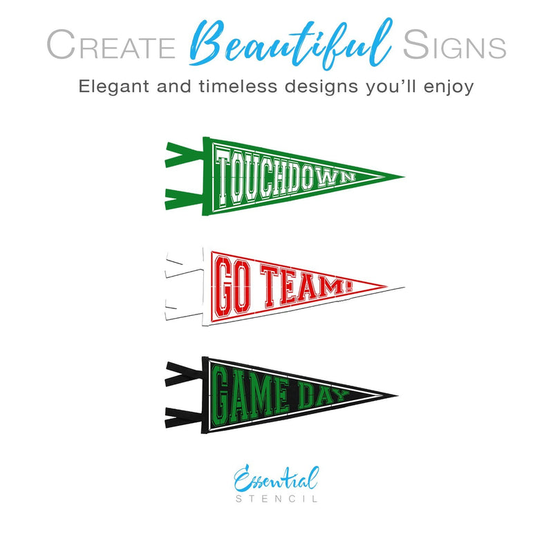 Reusable Football Game Day Pennant Stencils (3 Pack) - Essential Stencil