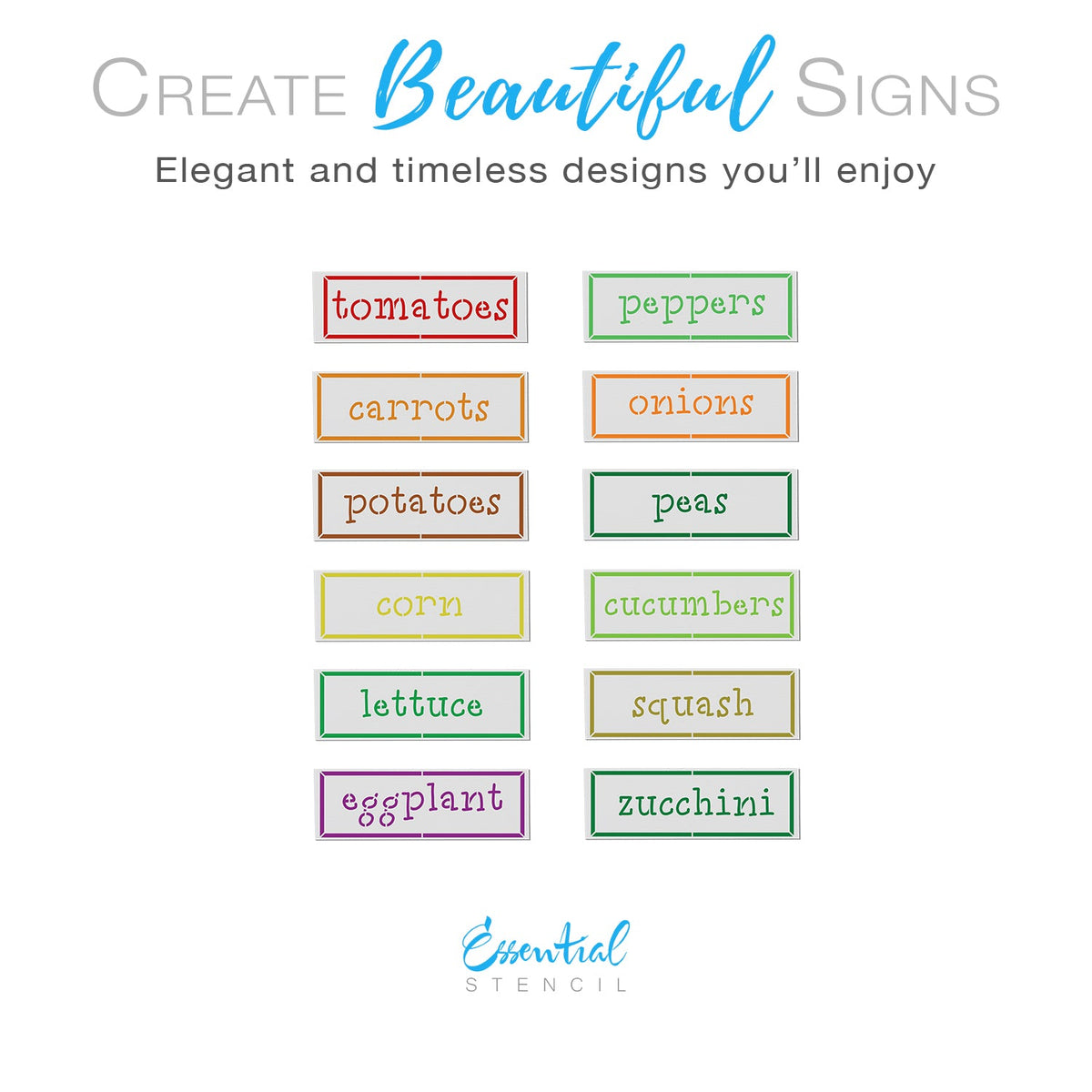 Reusable Garden Veggie Labels | DIY Spring Sign - Essential Stencil