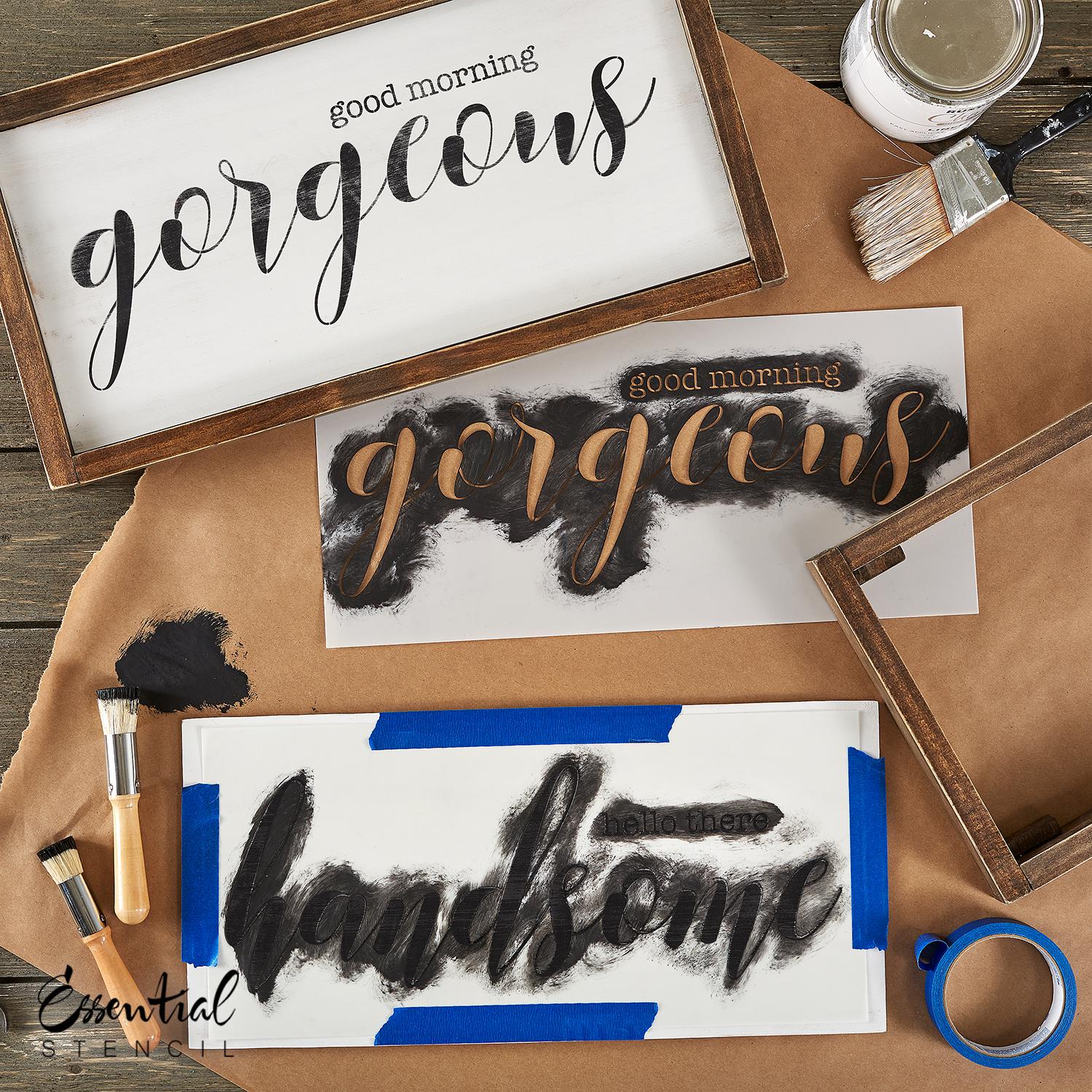 Morning Gorgeous + Hello Handsome | Reusable Wood Sign Stencils ...