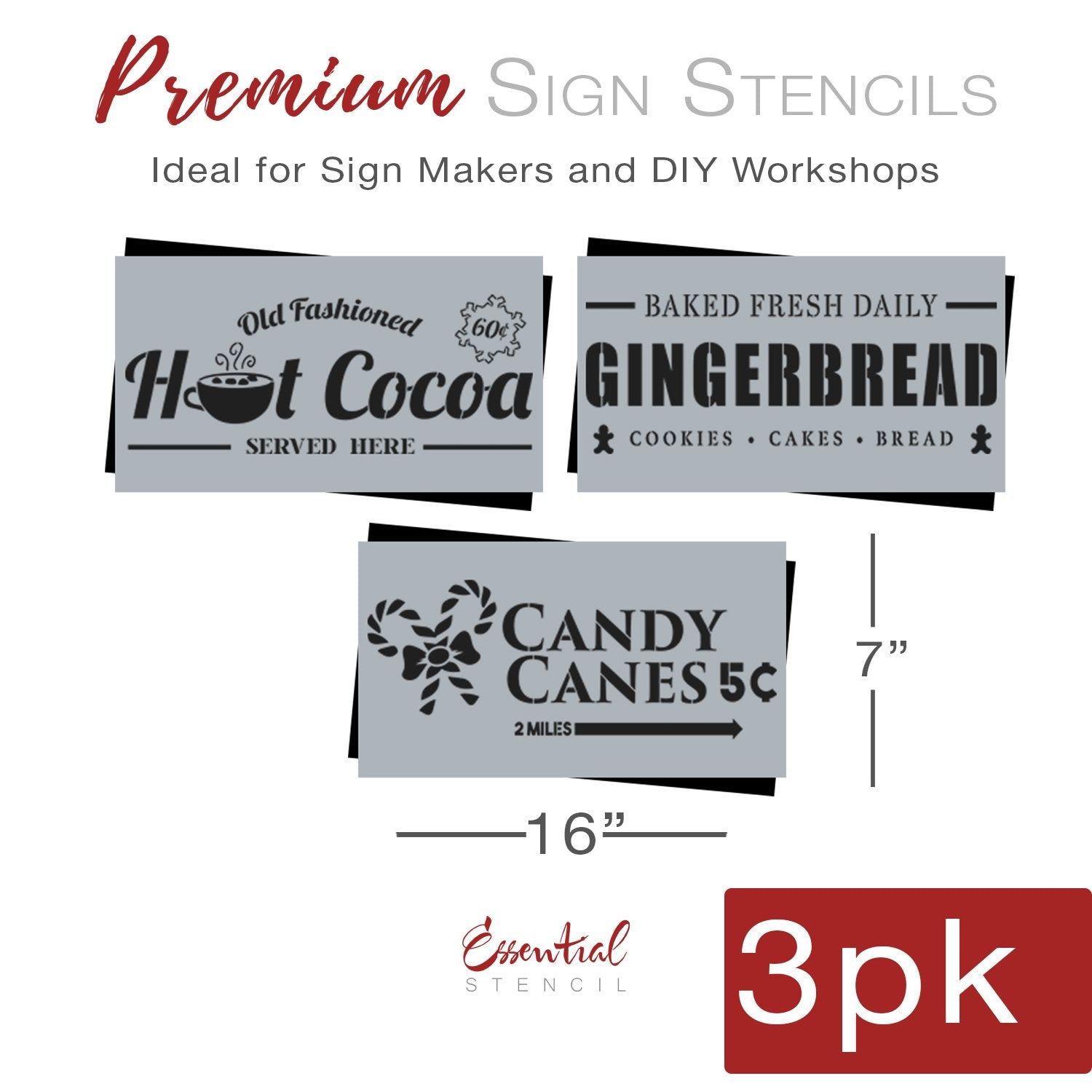 Reusable Holiday Sweets Stencil Set (3 Pack) | Hot Cocoa, Candy Canes ...