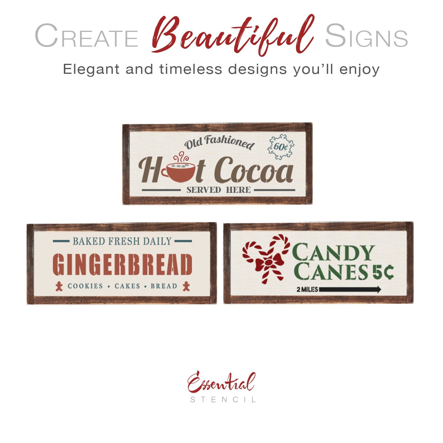 Reusable Holiday Sweets Stencil Set (3 Pack) | Hot Cocoa, Candy Canes ...