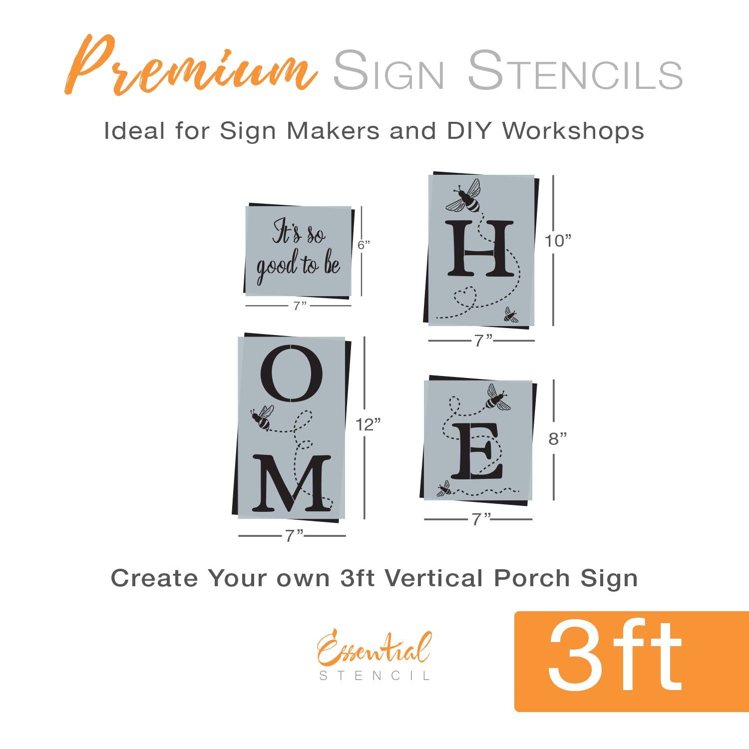 Reusable It's so good to be home | 3ft Vertical Stencil - Essential Stencil