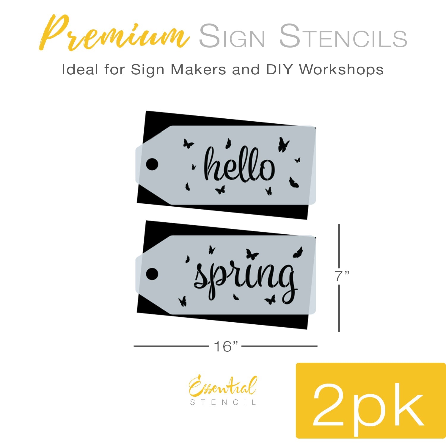 Reusable Large Hello Spring Tags Stencil (2PK) | Spring Collection ...