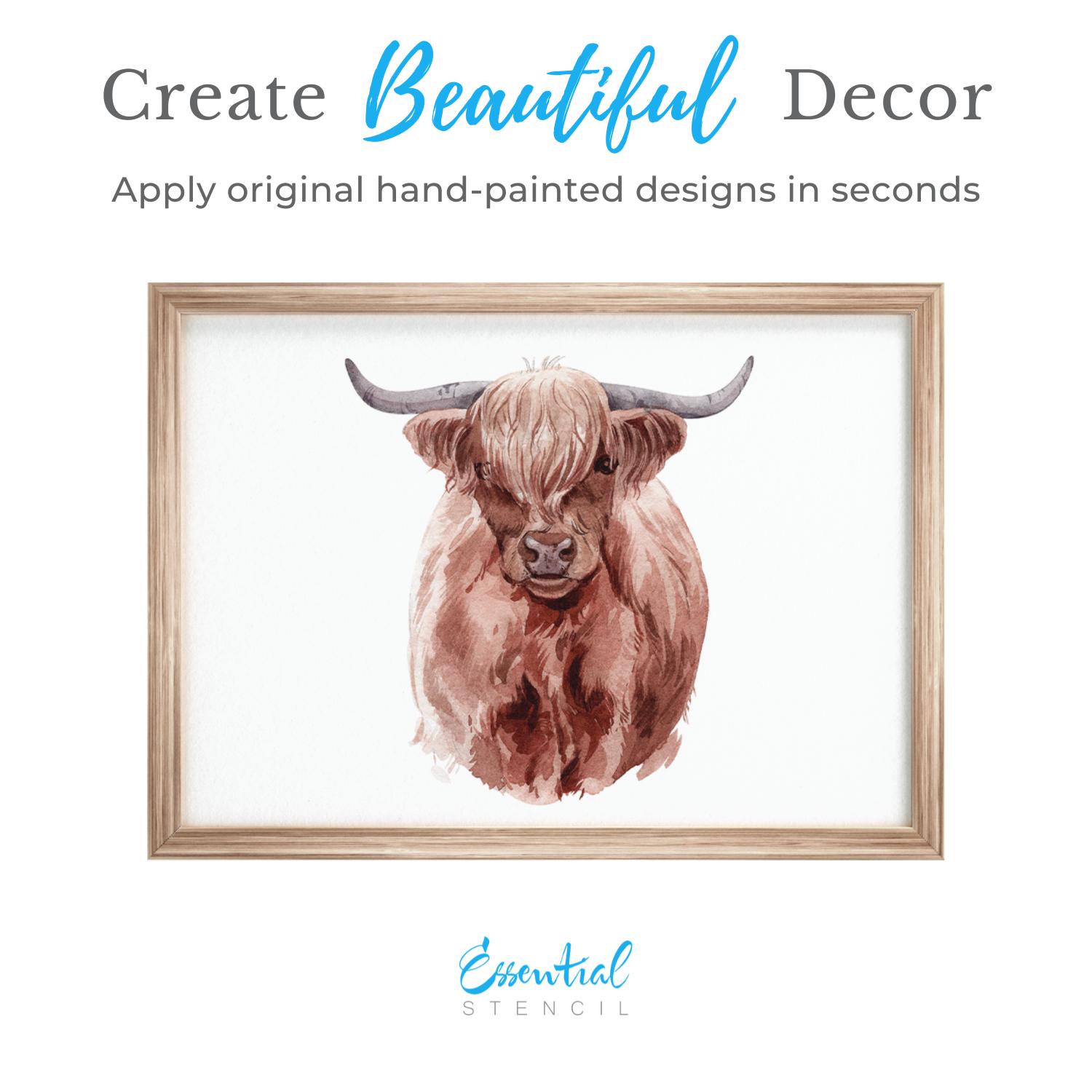 Large Highland and Holstein Cow Rub-on Transfer Set - Essential Stencil