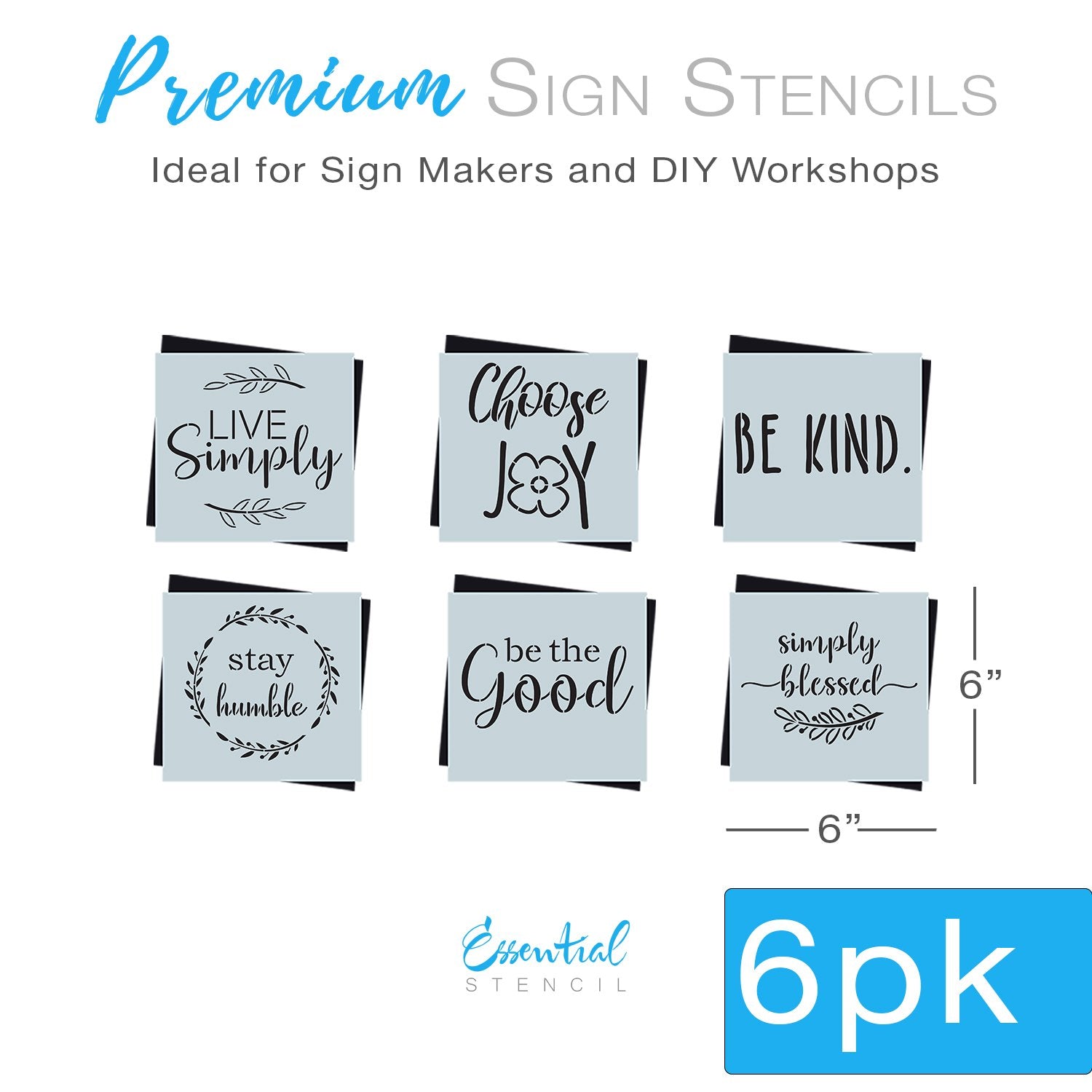 Positive Sayings Stencil Set (6-pack) | 'Be Kind', 'Choose Joy ...