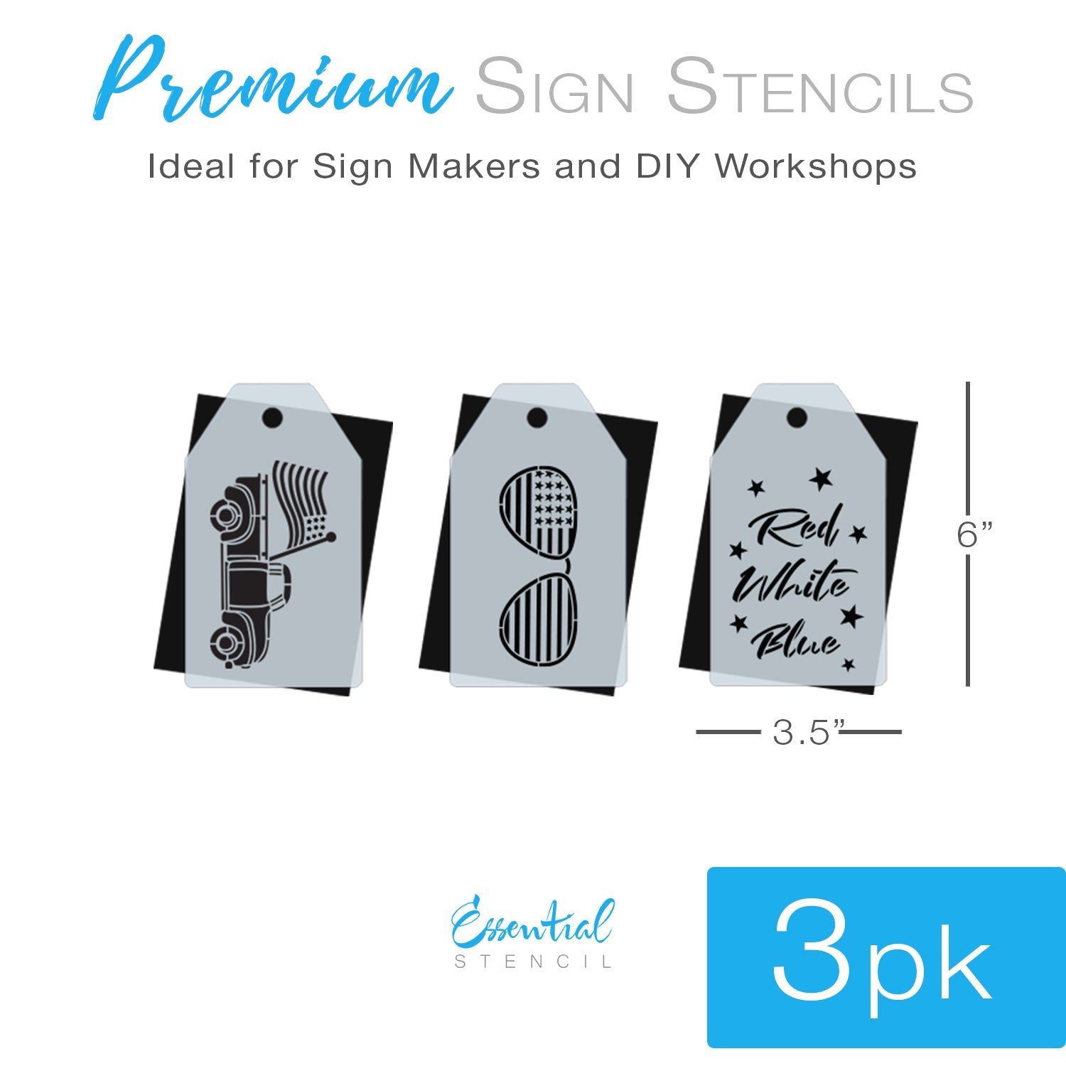 Red, White & Blue Mini Stencil Set (3Pk) | Essential Stencil