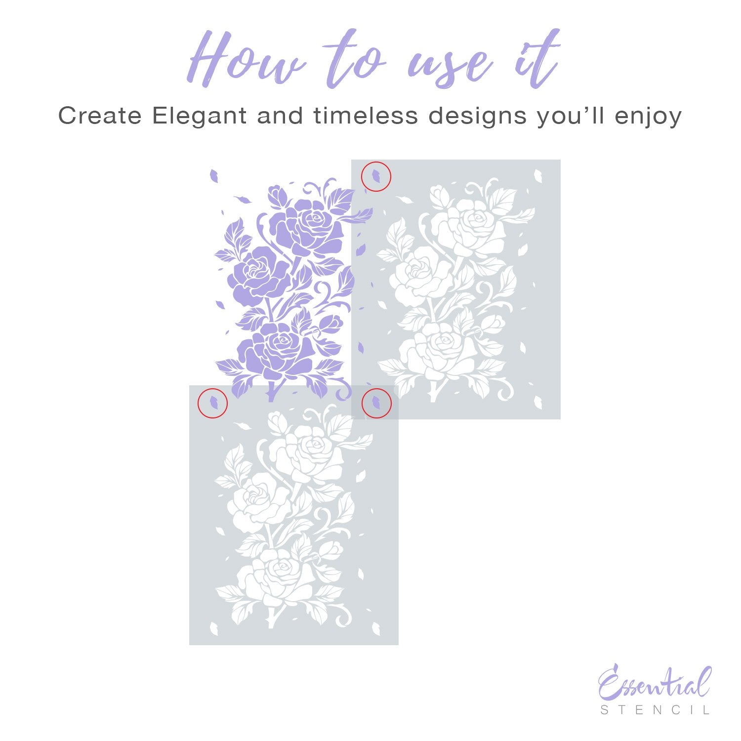 Reusable Rose and Peony Floral Pattern Stencil Set (2 Pack) - Essential ...