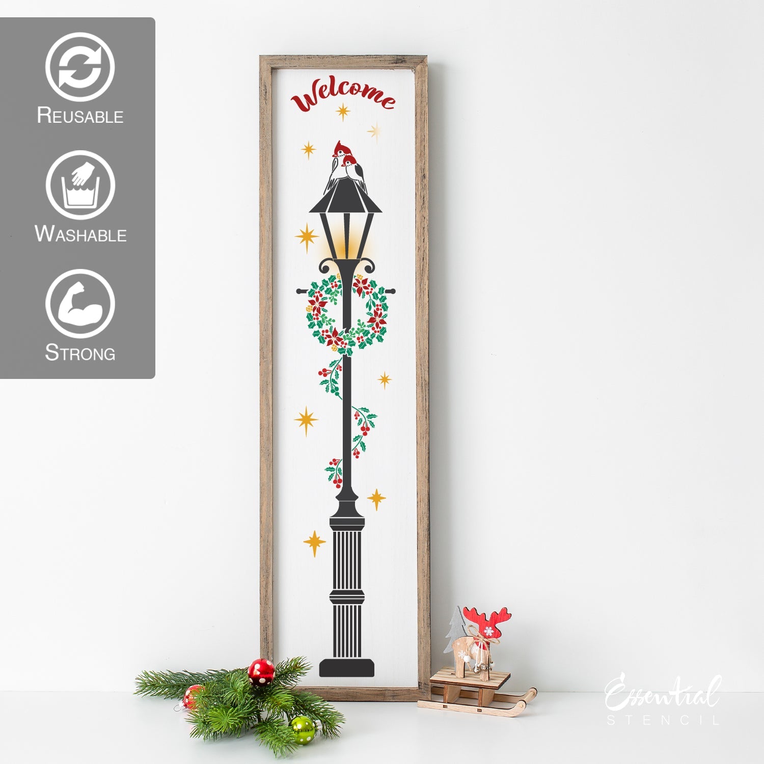 Reusable Vertical Winter Light Post Stencil Set | DIY Porch Leaner Sign ...