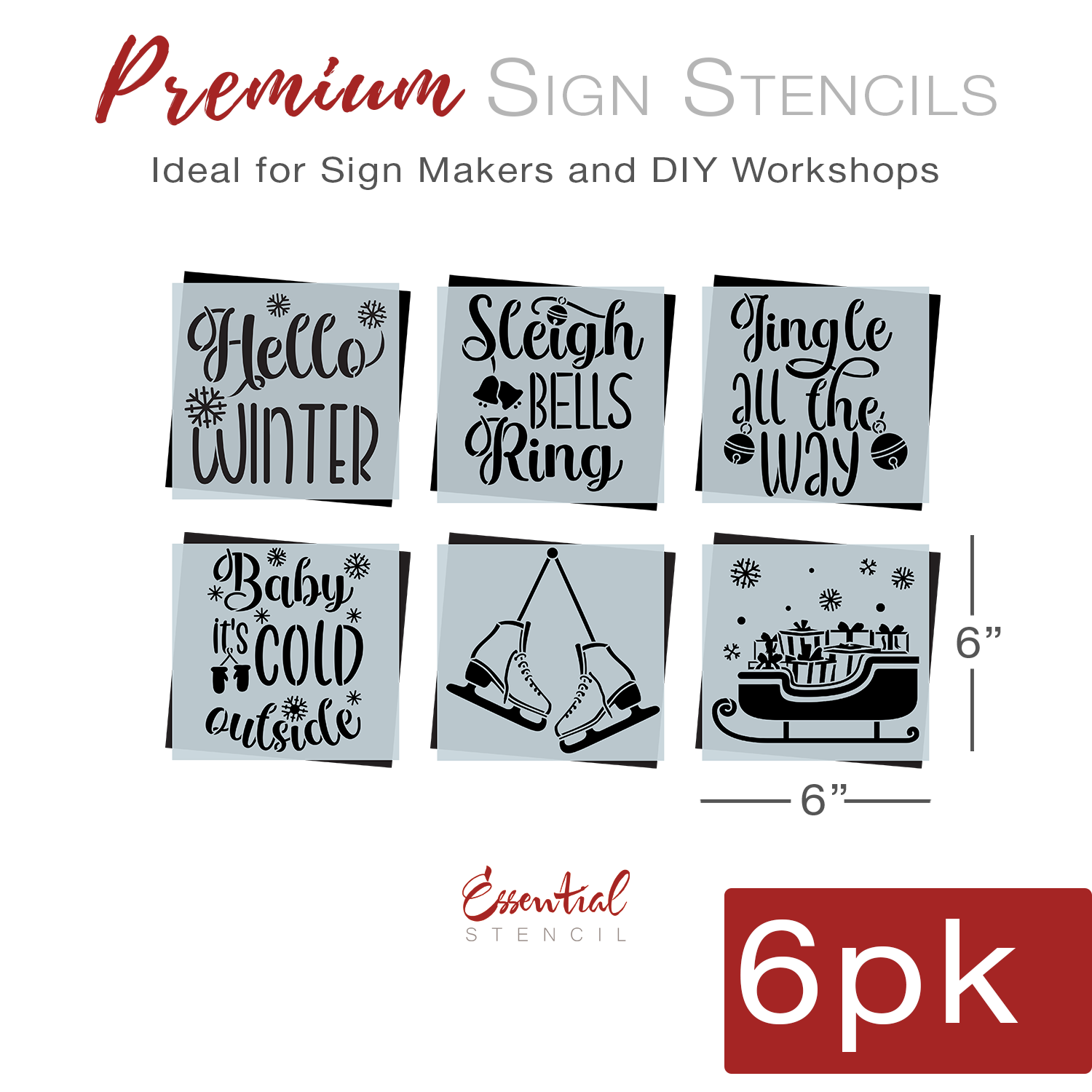 Reusable Winter Mini Sign Stencils (6 Pack) | DIY Home Decor ...